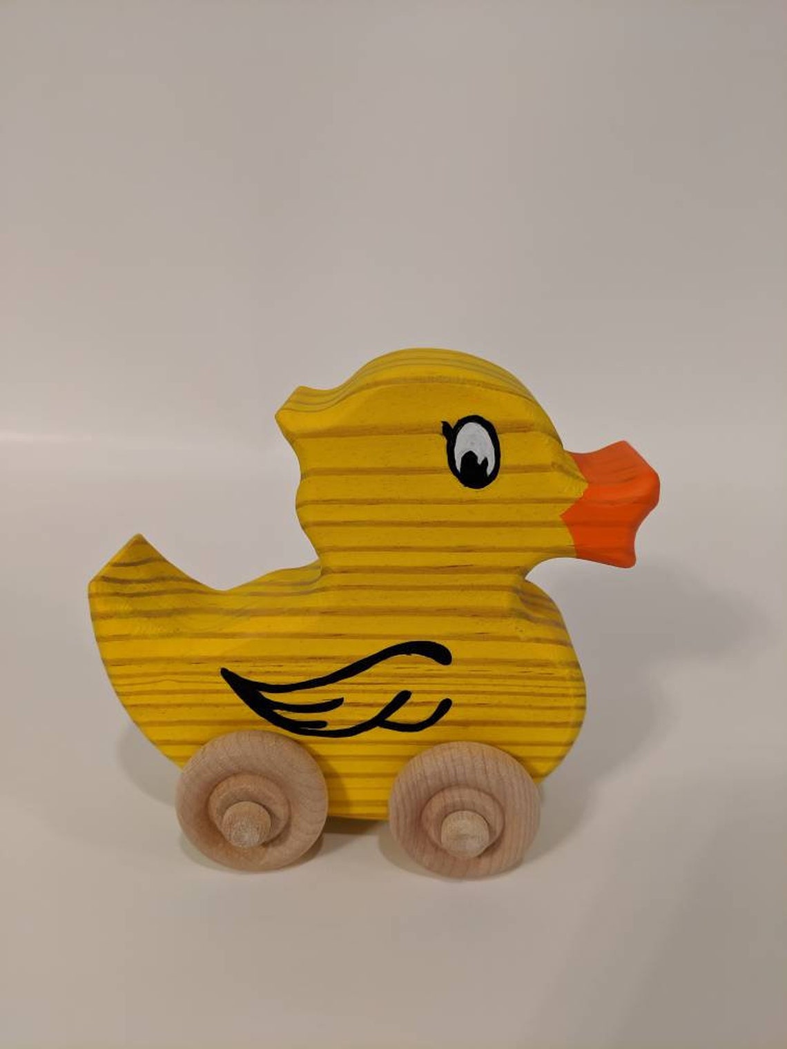 Yellow Wooden Duck Push Toy Small - Etsy