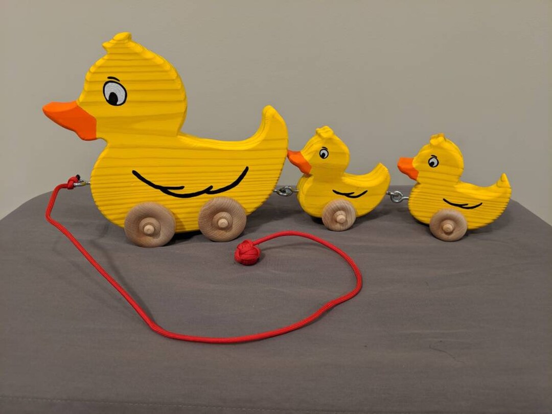 Pull Along Wooden Duck Toy With Ducklings- Pull Along Toy- Pull Along ...
