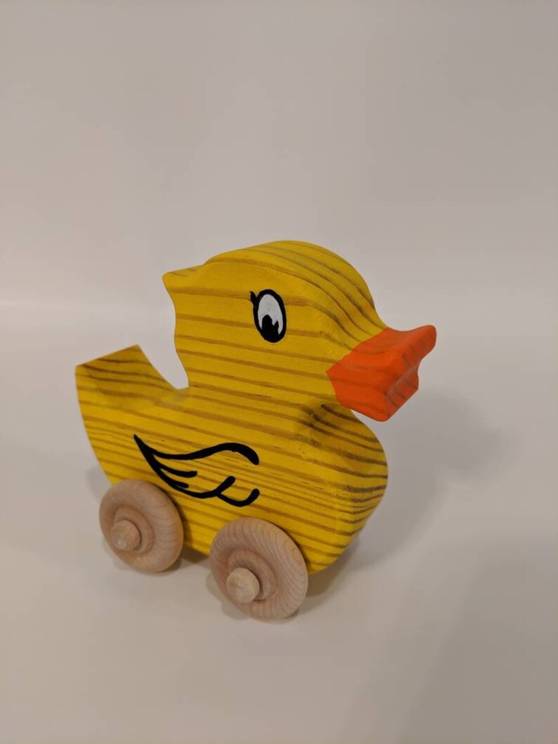 Yellow Wooden Duck Push Toy Small - Etsy
