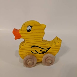 Yellow Wooden Duck Push Toy Small - Etsy