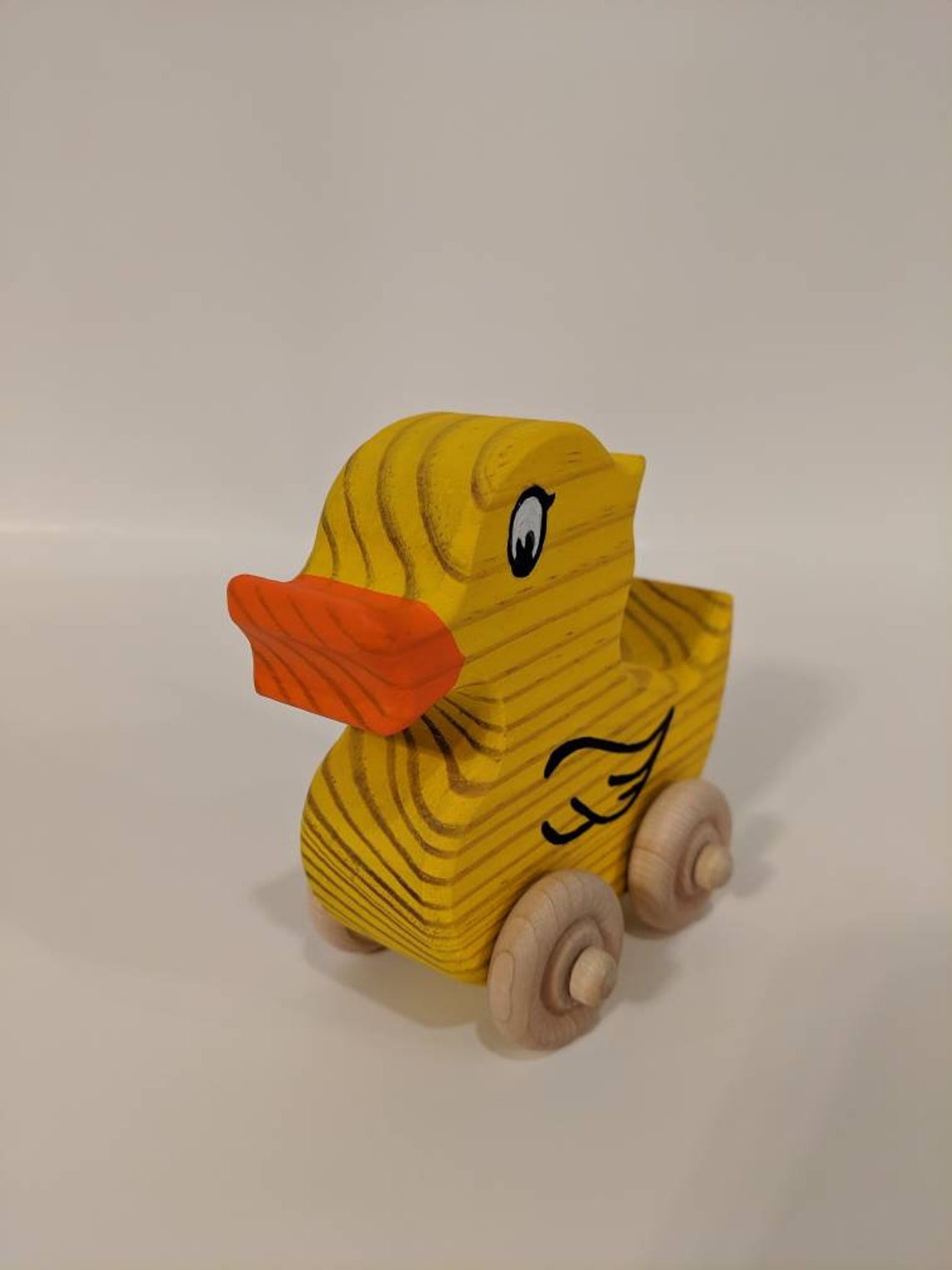 Yellow Wooden Duck Push Toy Small - Etsy
