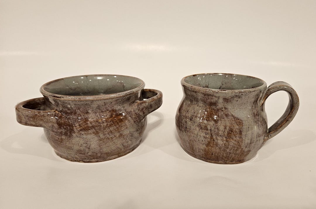 Handmade Ceramic Mug and Soup Mug Set- Coffee Mug- Tea Mug- Soup Bowl ...