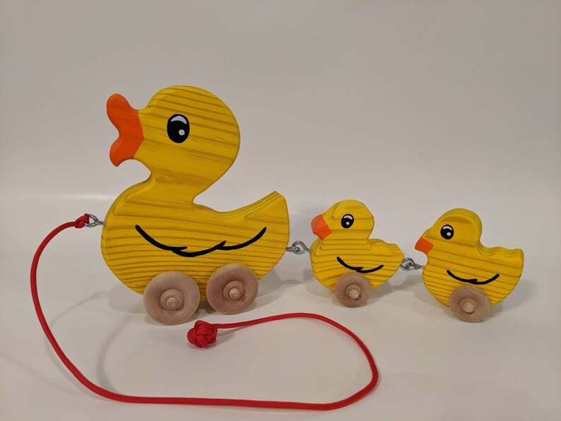 Pull Along Wooden Duck Toy With Ducklings- Pull Along Toy- Pull Along ...