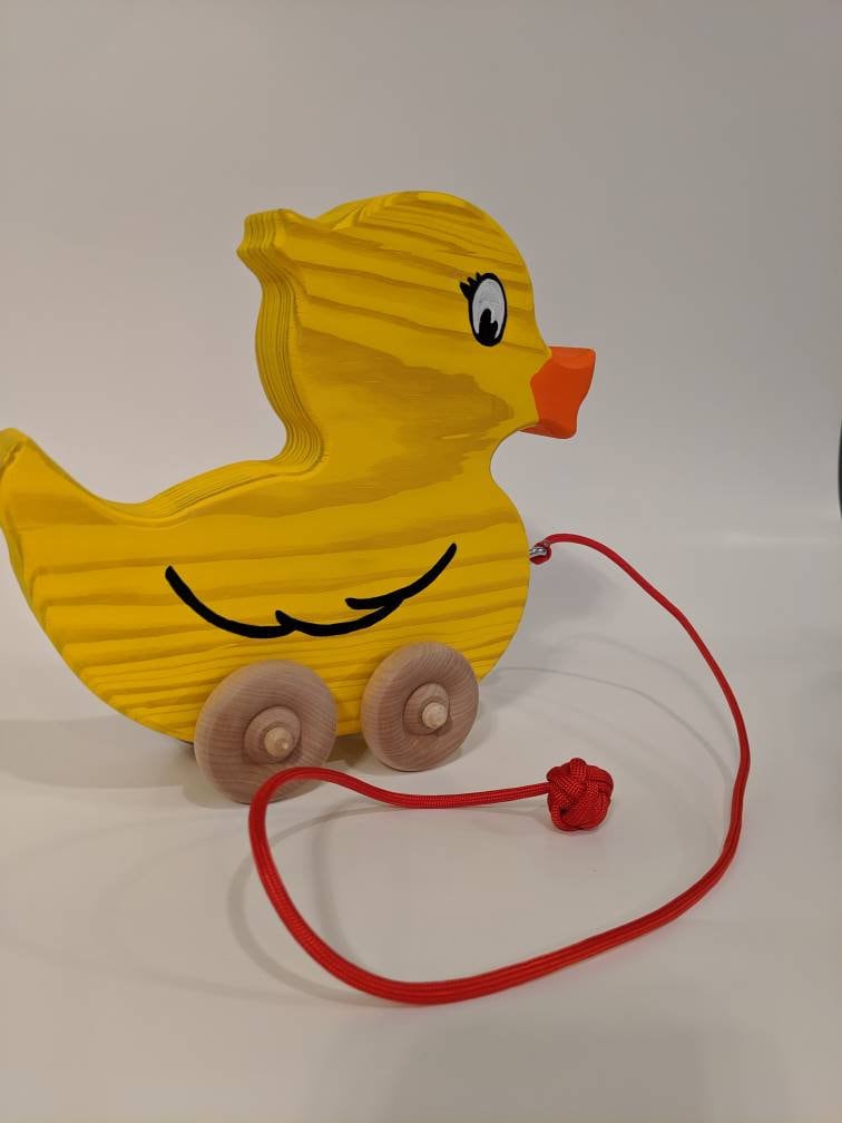 Pull Along Wooden Duck Toy With Ducklings- Pull Along Toy- Pull Along Duck- Wooden Pull Toy ...
