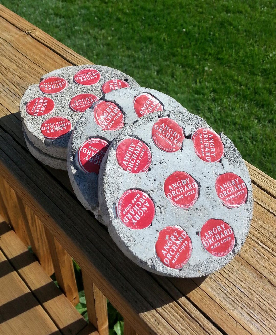 Concrete Coasters With Bottle Caps- Round Coaster- Trivets- Concrete ...