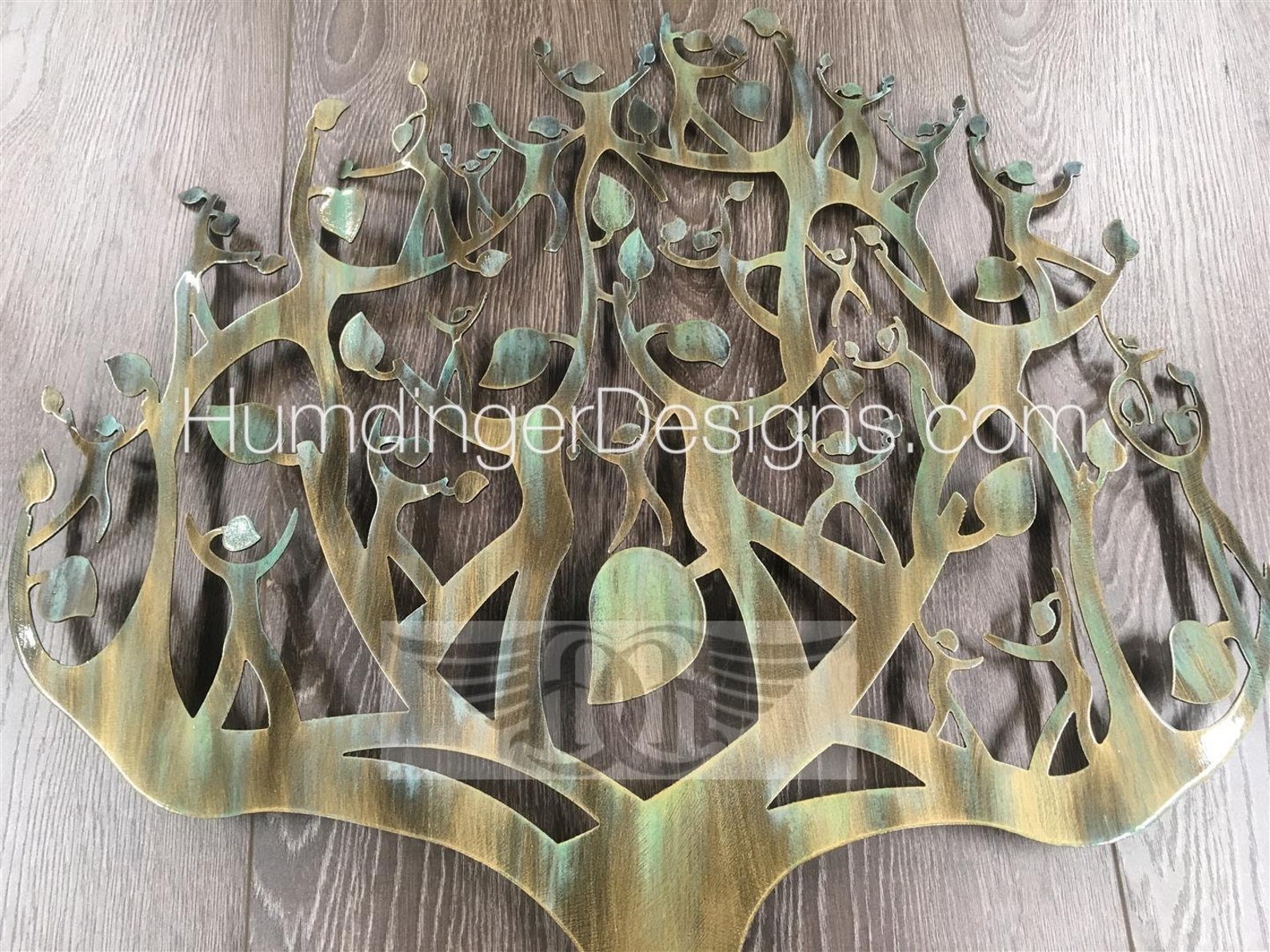 Family Tree Metal Wall Decor Wall Sculpture - Brass Verdigris ...