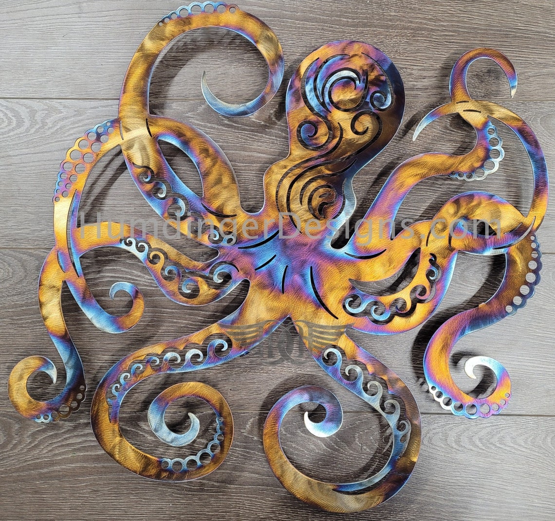 Octopus Stainless Steel Metal Wall Art Sea Creature - Etsy