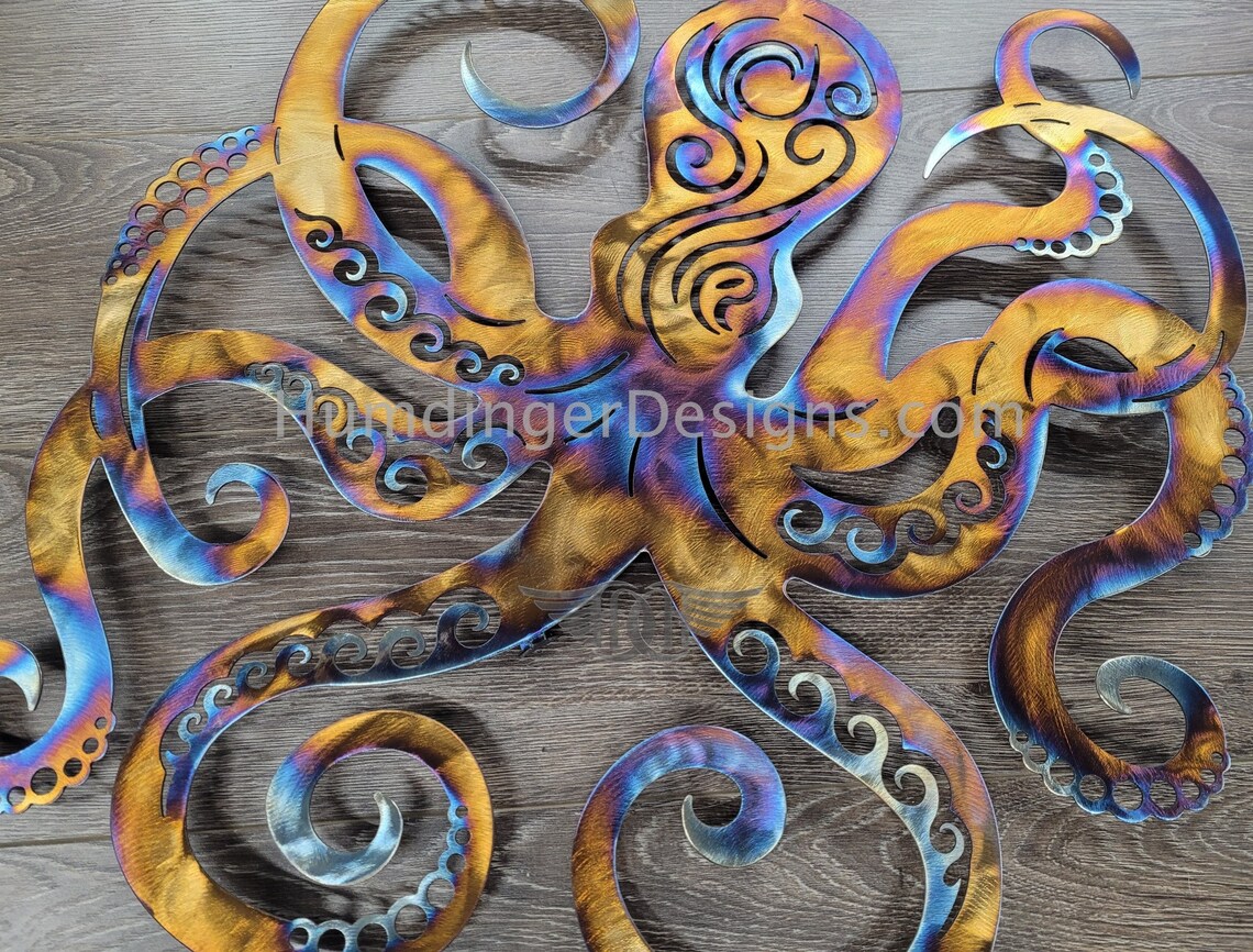Octopus Stainless Steel Metal Wall Art Ocean Art - Etsy