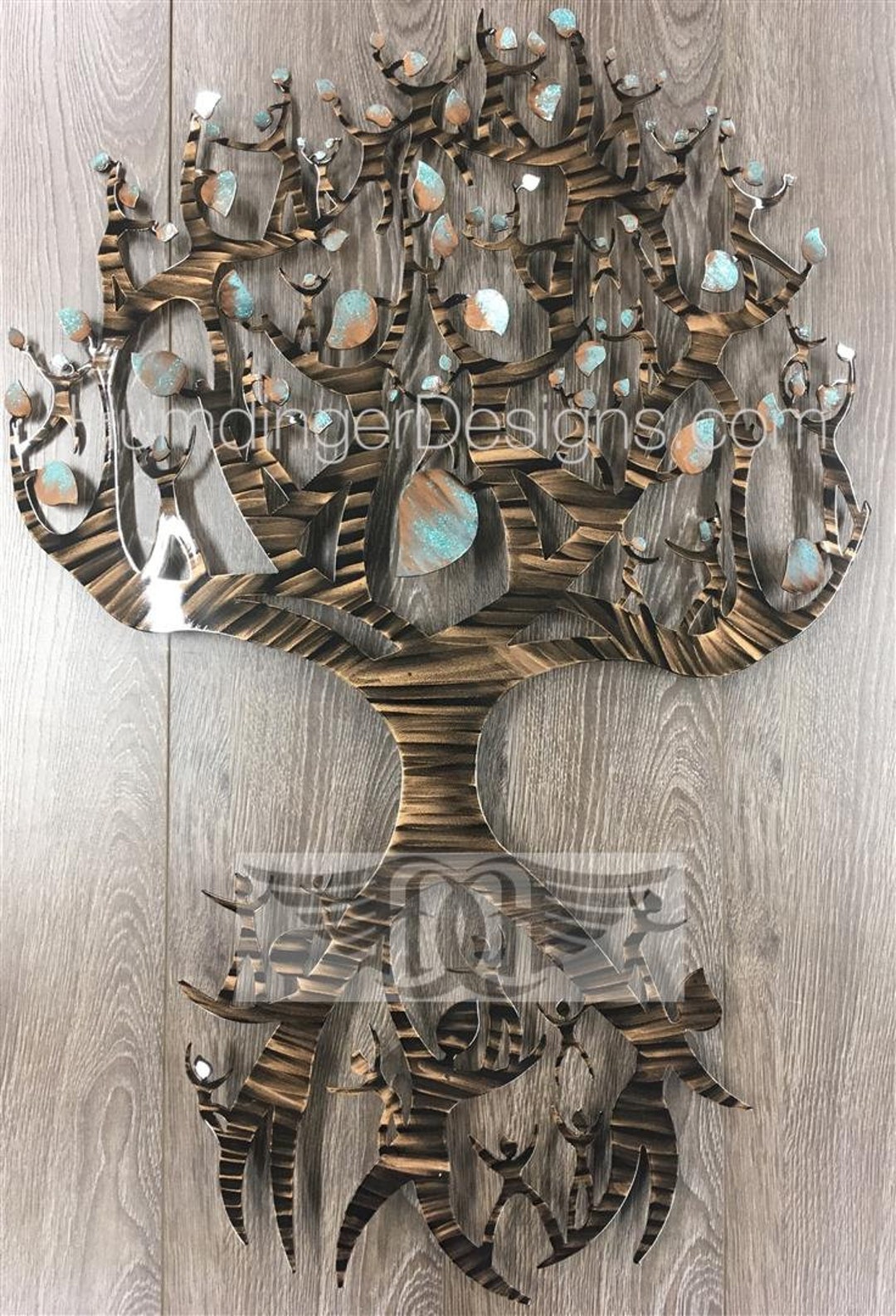 Family Tree Metal Wall Sculpture Copper Patina Sparkle - Etsy