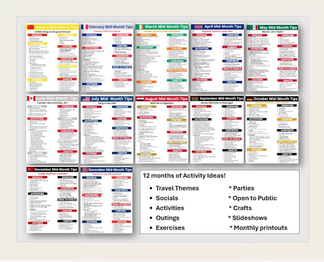 12 Month Planning + Printouts + Ideas for Activity Directors in Senior ...
