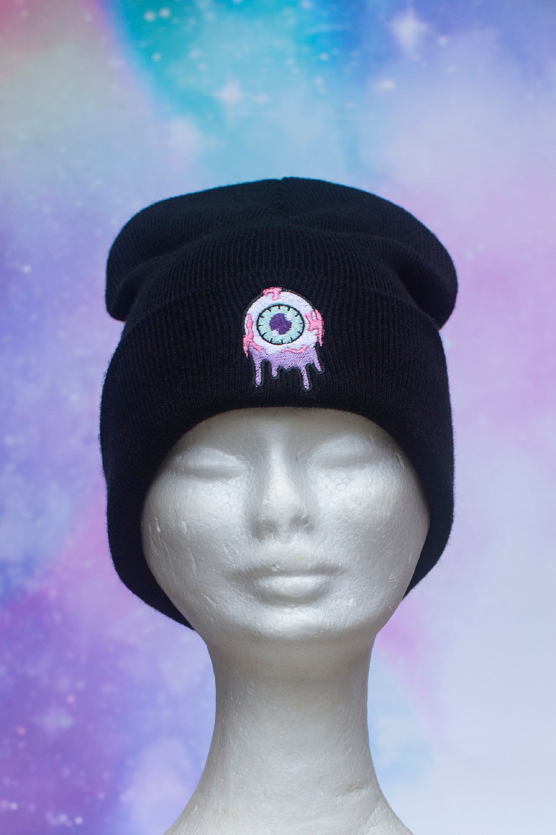 Pastel Goth Drippy Eyeball Embroidered Beanie - Etsy