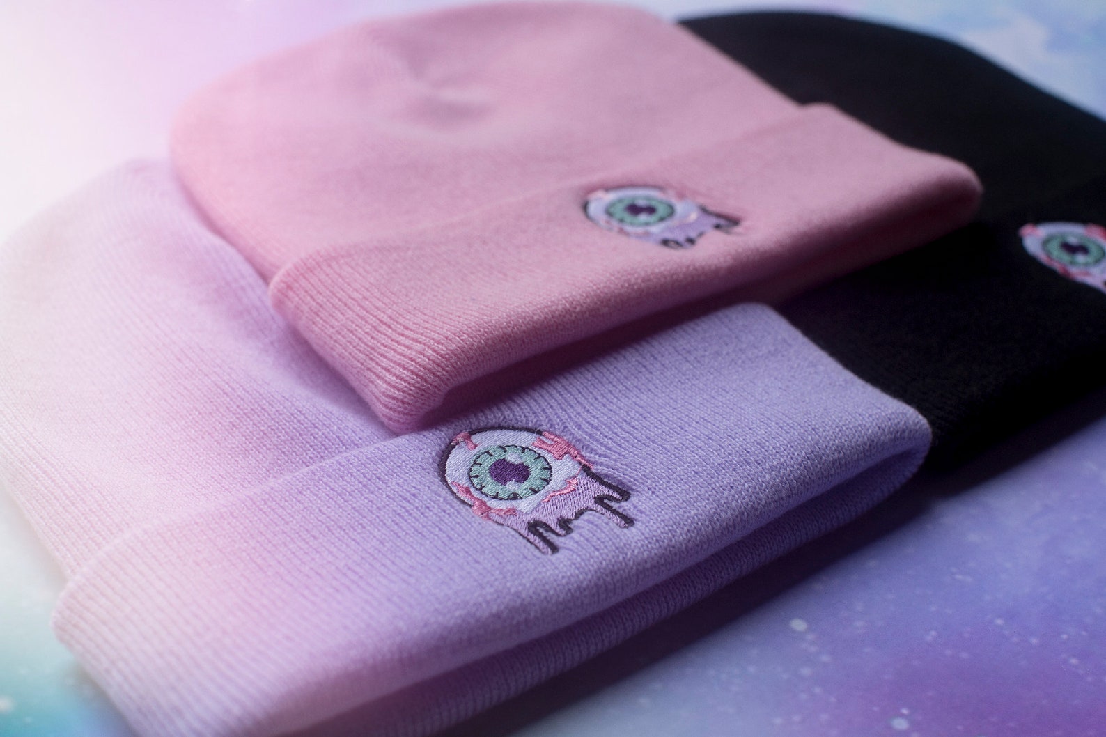 Pastel Goth Drippy Eyeball | Embroidered Beanie! - Etsy