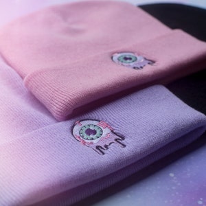 Pastel Goth Drippy Eyeball | Embroidered Beanie! - Etsy