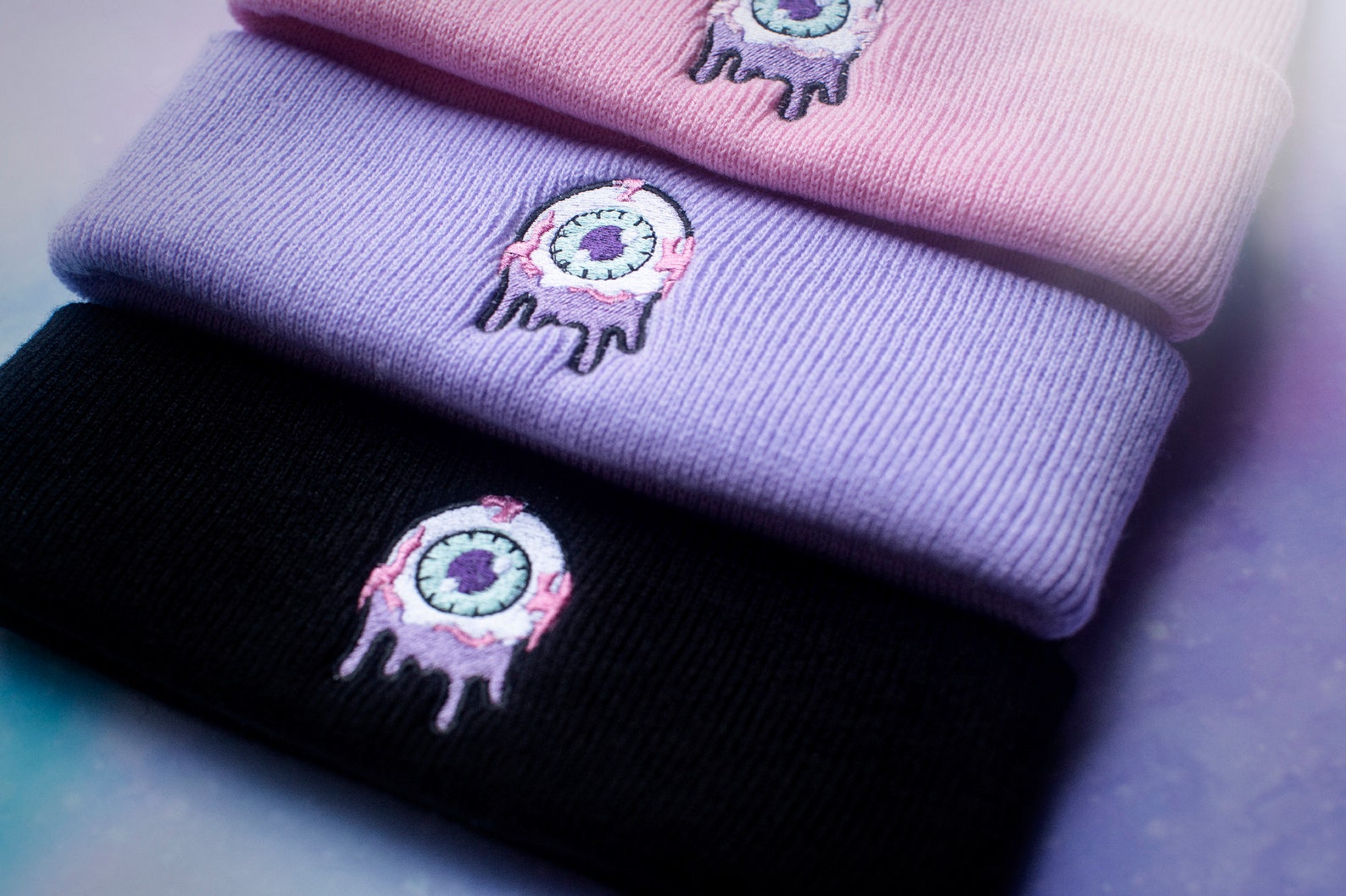 Pastel Goth Drippy Eyeball | Embroidered Beanie! - Etsy