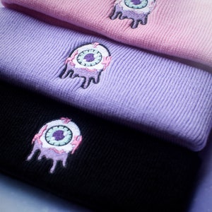 Pastel Goth Drippy Eyeball | Embroidered Beanie! - Etsy Australia