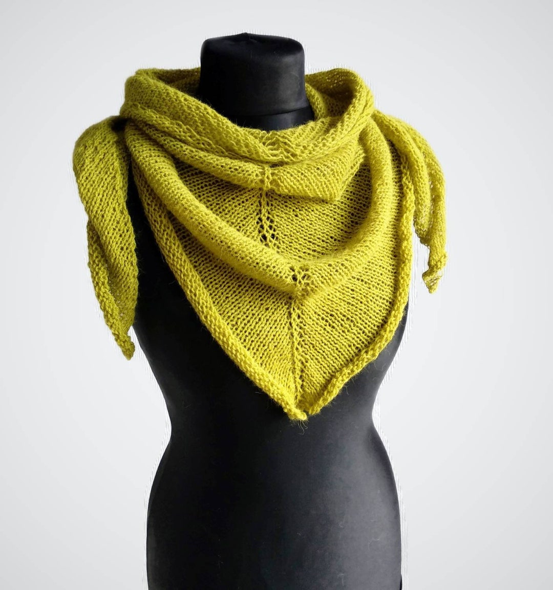 Chartreuse Scarf, Lime Green Alpaca Shawl, Knit Wool Scarves and Wraps ...
