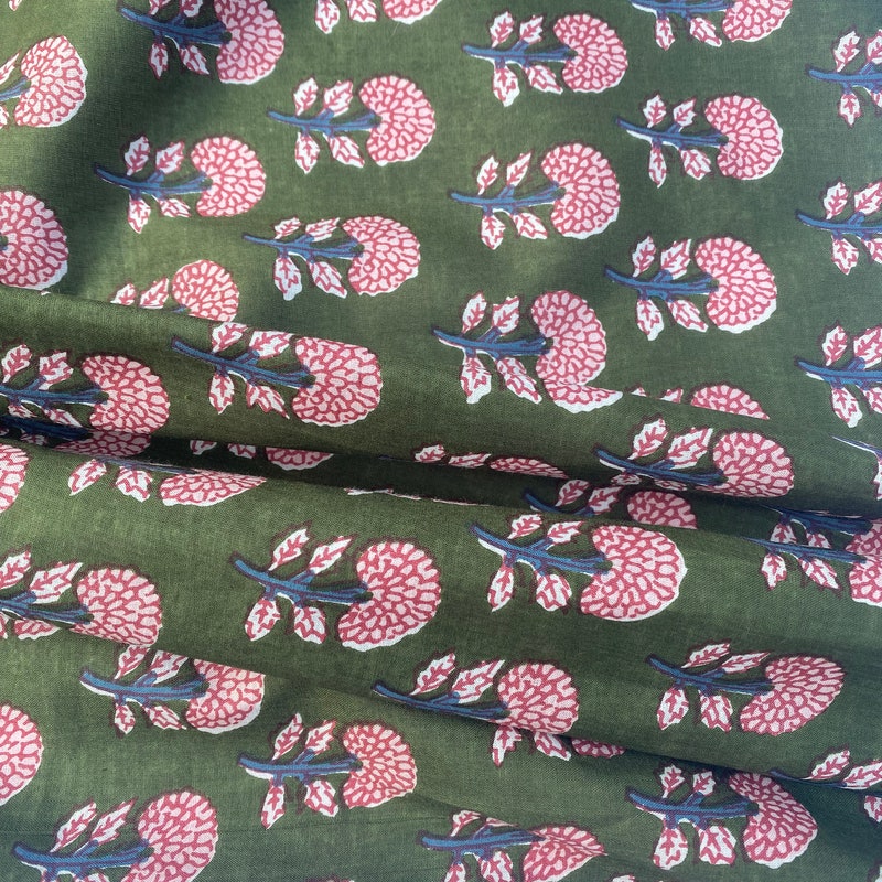 Hand Blocked Fabric by the Yard - Etsy