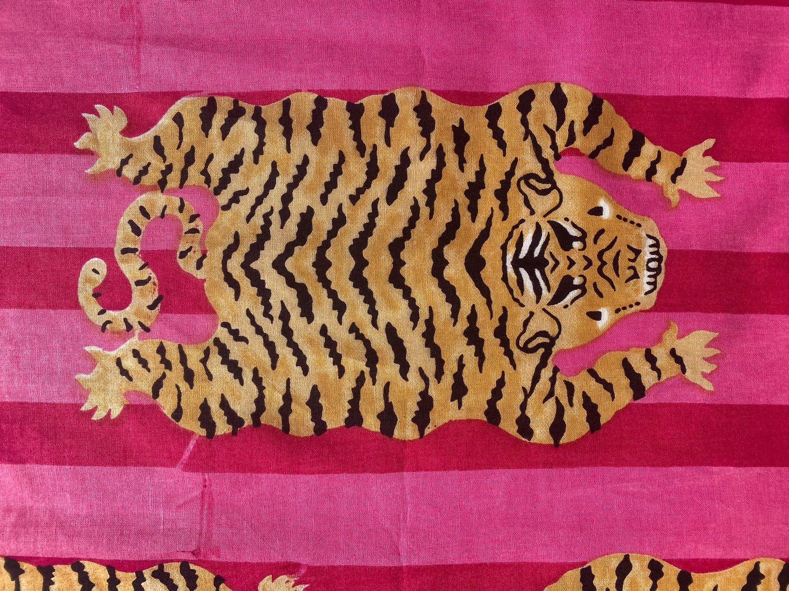 SOLD BY 1/2 YARD Tiger Print Hand Blocked Stripe Print 100% Cotton ...