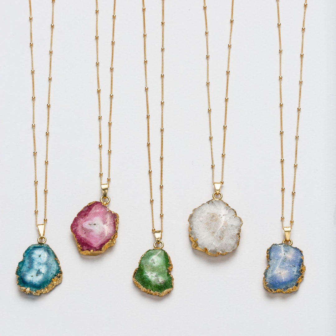 Solar Quartz Medallion Long Necklace Bohemian Style - Etsy