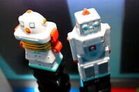 Ceramic Robots Salt & Pepper Shakers Clay Art Retro Pair Original ...