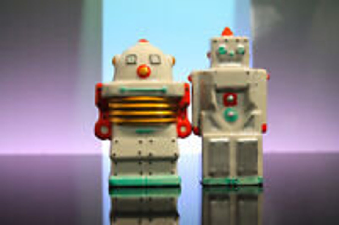 Ceramic Robots Salt & Pepper Shakers Clay Art Retro Pair Original ...