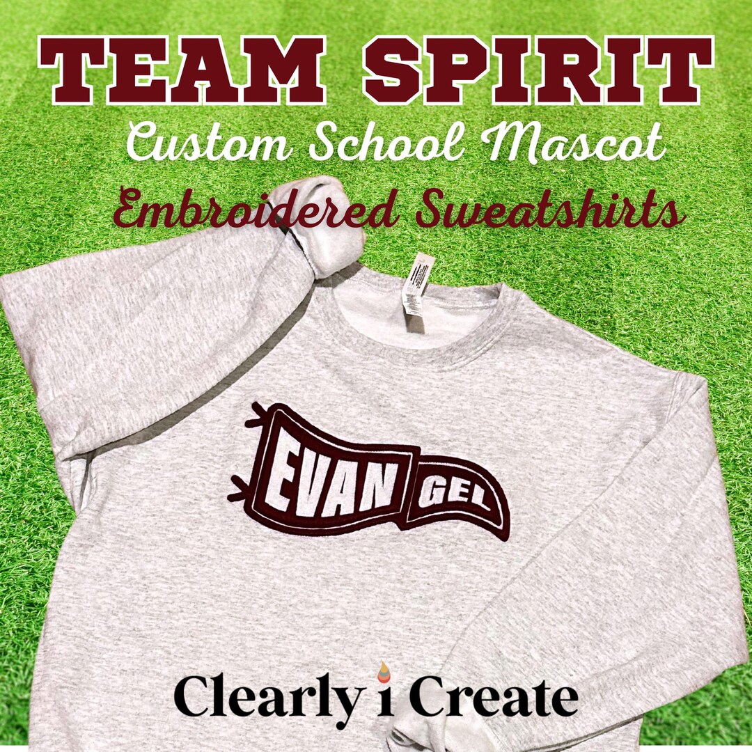 Custom Team Pennant Crewneck Sweatshirt | Mascot Pennant Sweatshirt - Etsy