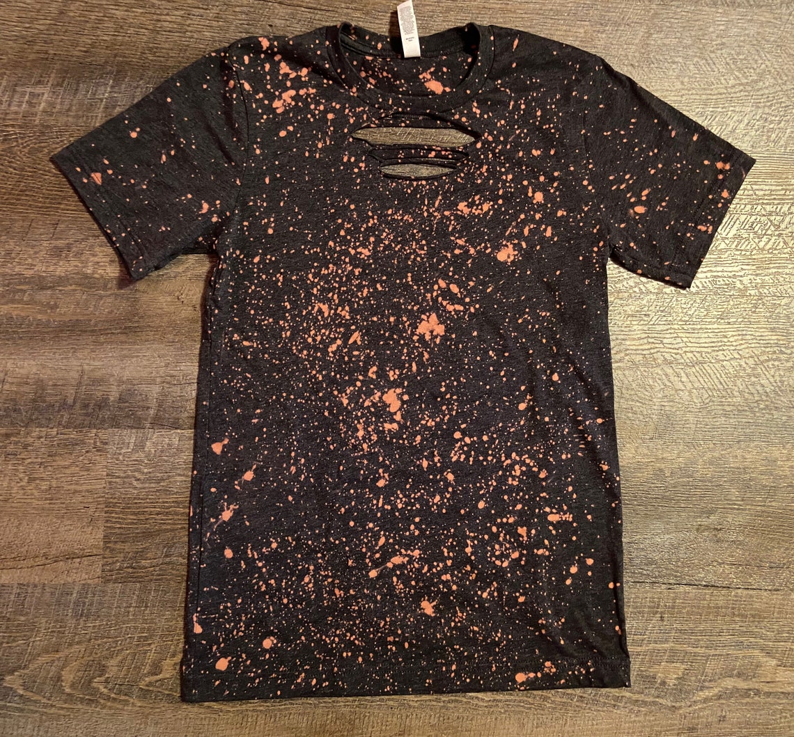 Distressed & Bleached Cut up Shirt Bleach Dyed Trendy - Etsy