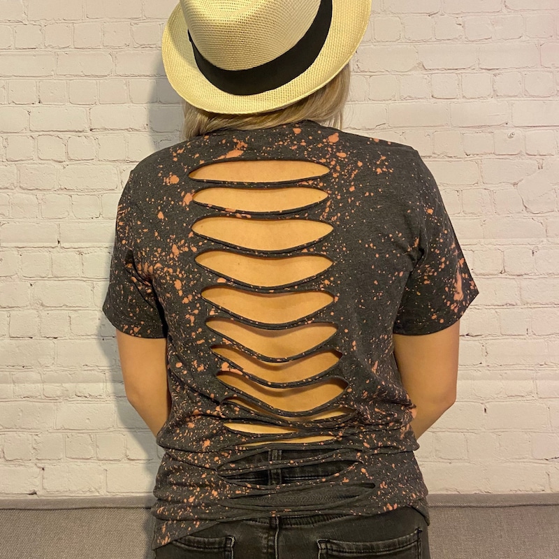 Distressed Ripped Tee Shirt - Etsy