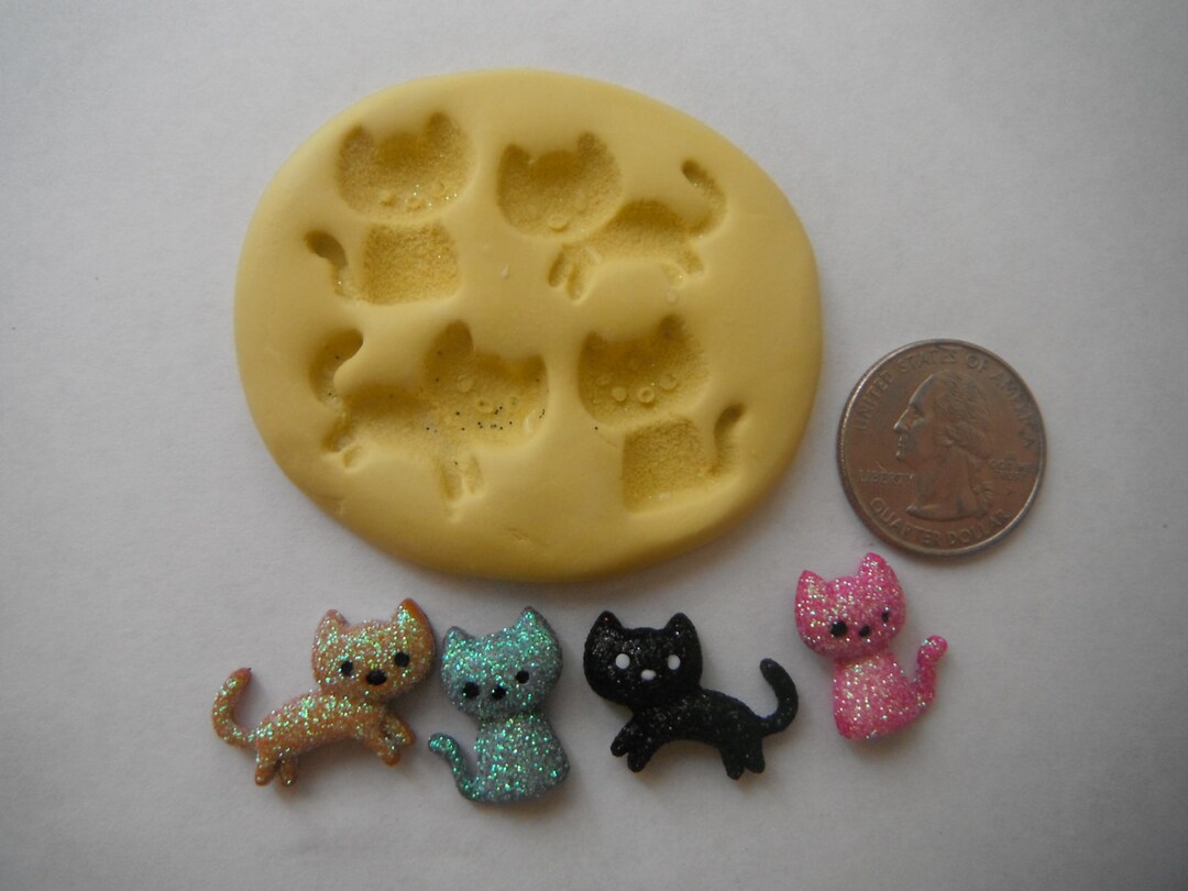 Four Part Kitten/cat Flexible Silicone Mold-makes 4 Kitten/cats - Etsy