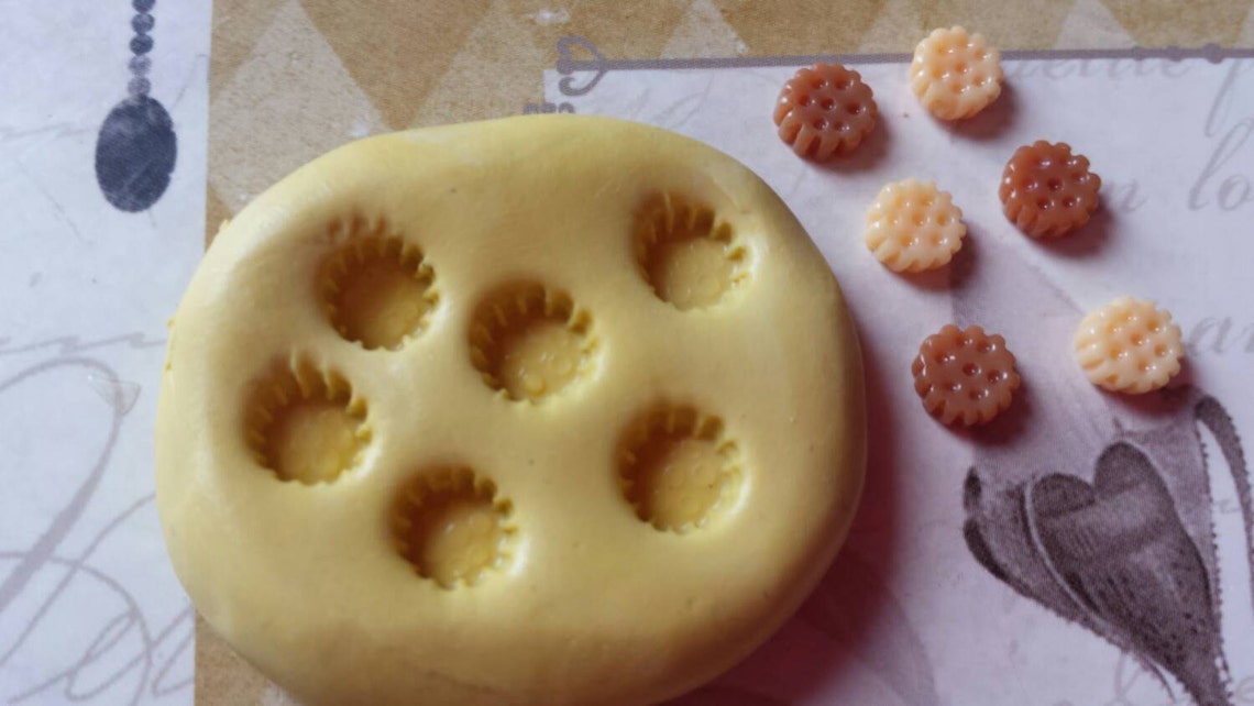 Tiny Crackers or Cookies Flexible Silicone Mold for Polymer Clay, Resin ...