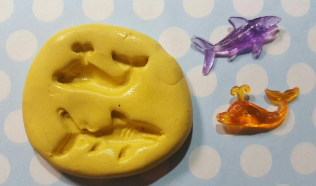 Mini Whale and Shark-flexible Silicone Mold for Polymer Clay, Resin ...