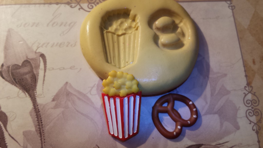 Popcorn and Pretzel, Miniature, Flexible Silicone Mold-for Polymer Clay ...