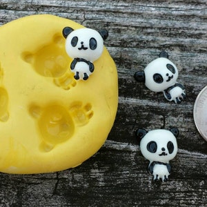 Mini Pandas Flexible Silicone Mold for Polymer Clay, Wax, Candy ...