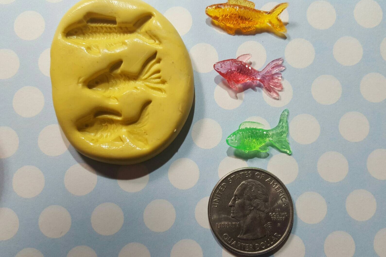 3 Mini Fish- Flexible Silicone Mold for Polymer Clay, Resin, Wax, Etc ...