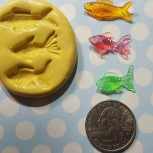3 Mini Fish- Flexible Silicone Mold for Polymer Clay, Resin, Wax, Etc ...