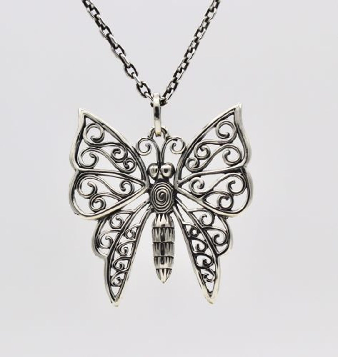 Butterfly Pendant, Silver Butterfly, Silver Pendant, Silver Filigree ...