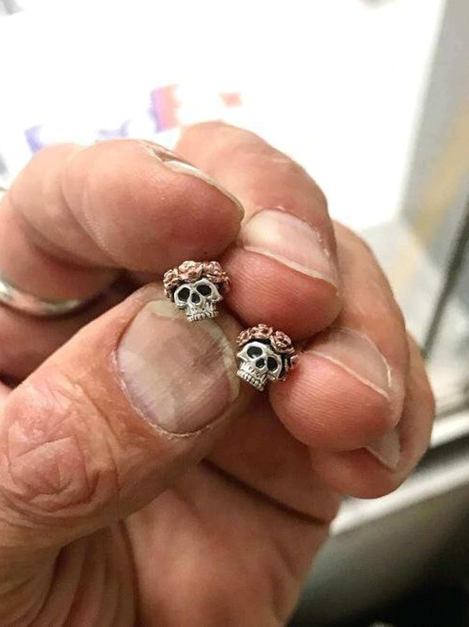 SKULL STUDS With CROWN - Etsy
