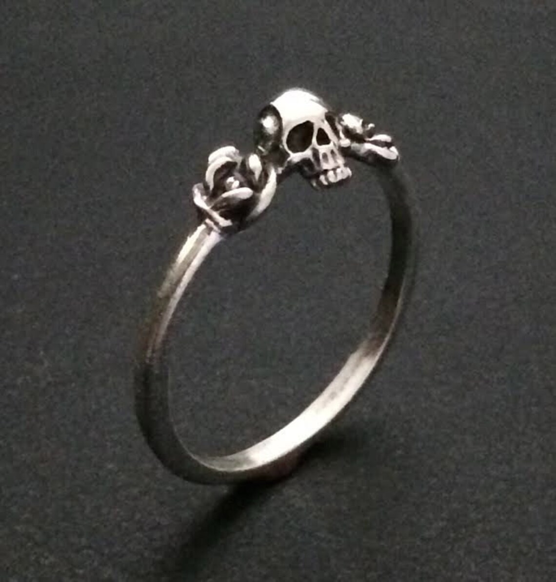 Skull With Roses Ring Sterling Silver Gift for Family and - Etsy
