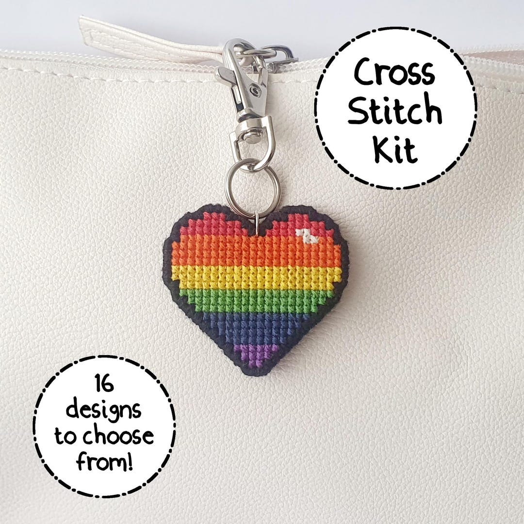 Pride Heart Cross Stitch Keyring Kit LGBTQ+ | DMC Sewing Accessory ...