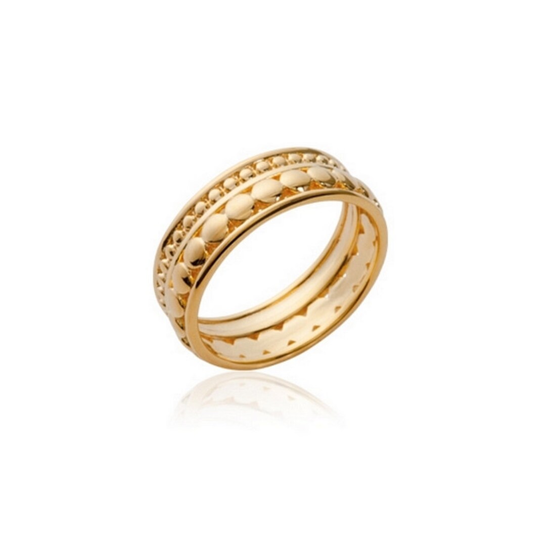 Double Row Gold Plated Ring - L'ELEGANTE, Large Ring, Trendy, Boho ...
