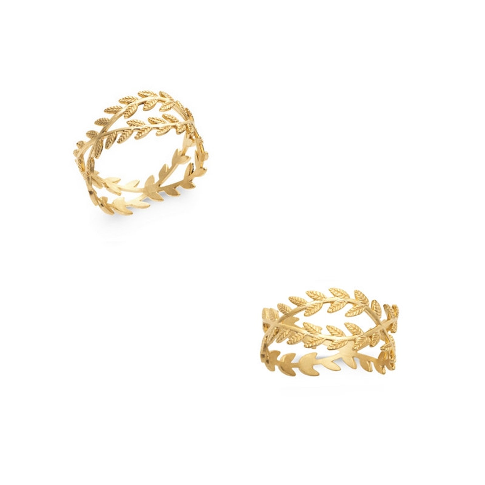Laurel Leaf Ring Interlaced Gold Plated - LAURIER - Laurel Wreath Ring ...