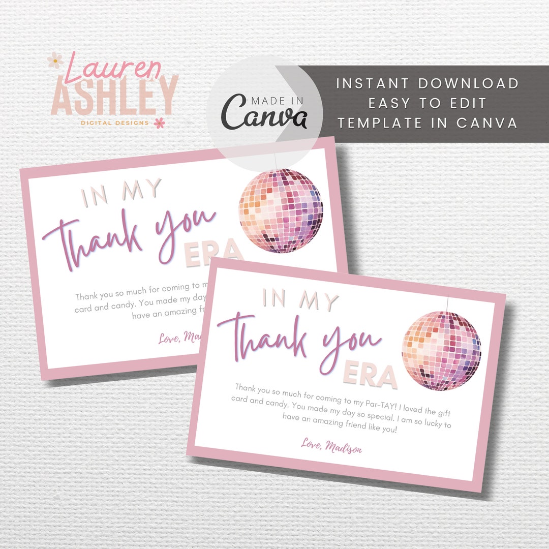 Editable in My Birthday Era Thank You Notes, Swiftie Thank You Note ...