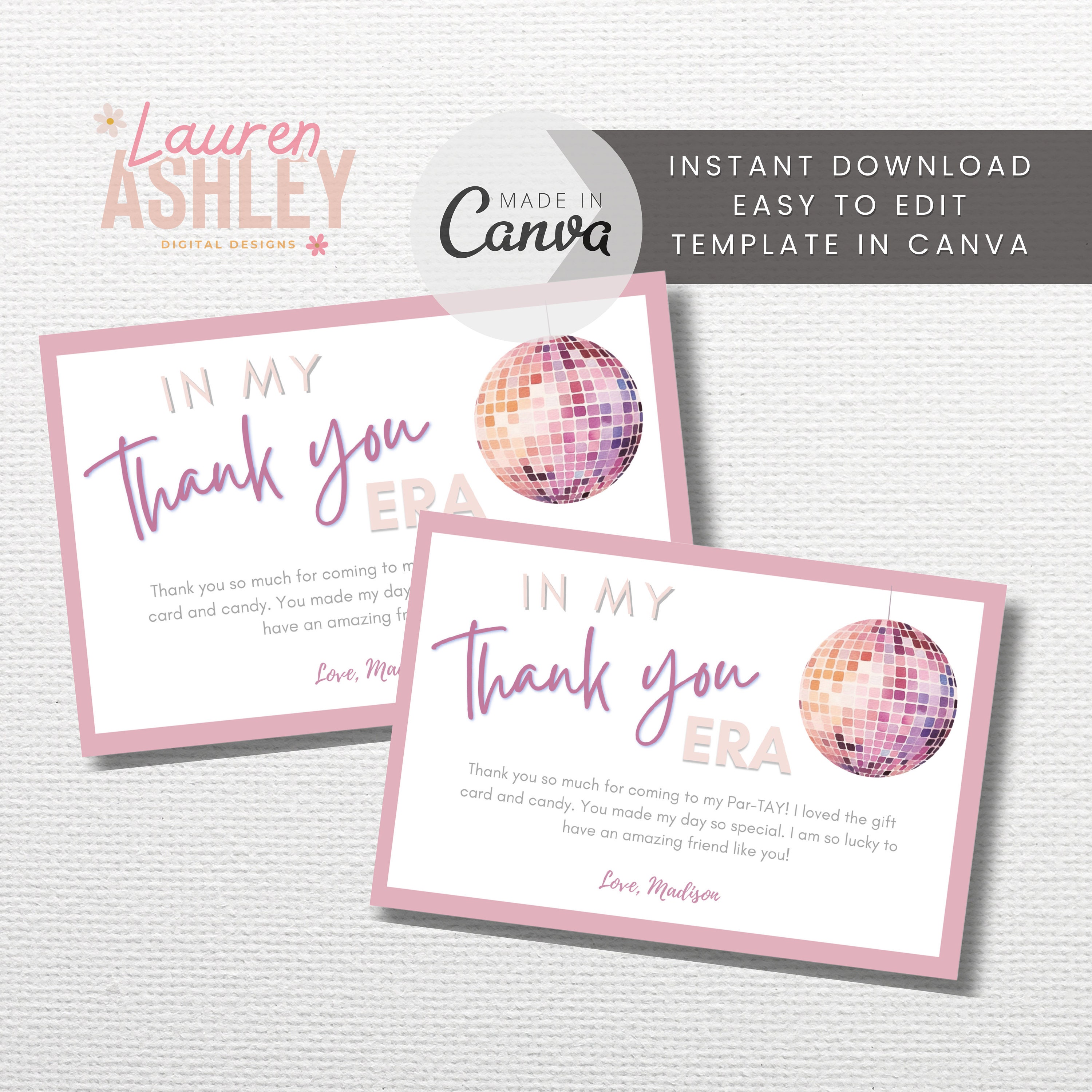 Editable in My Birthday Era Thank You Notes, Swiftie Thank You Note ...