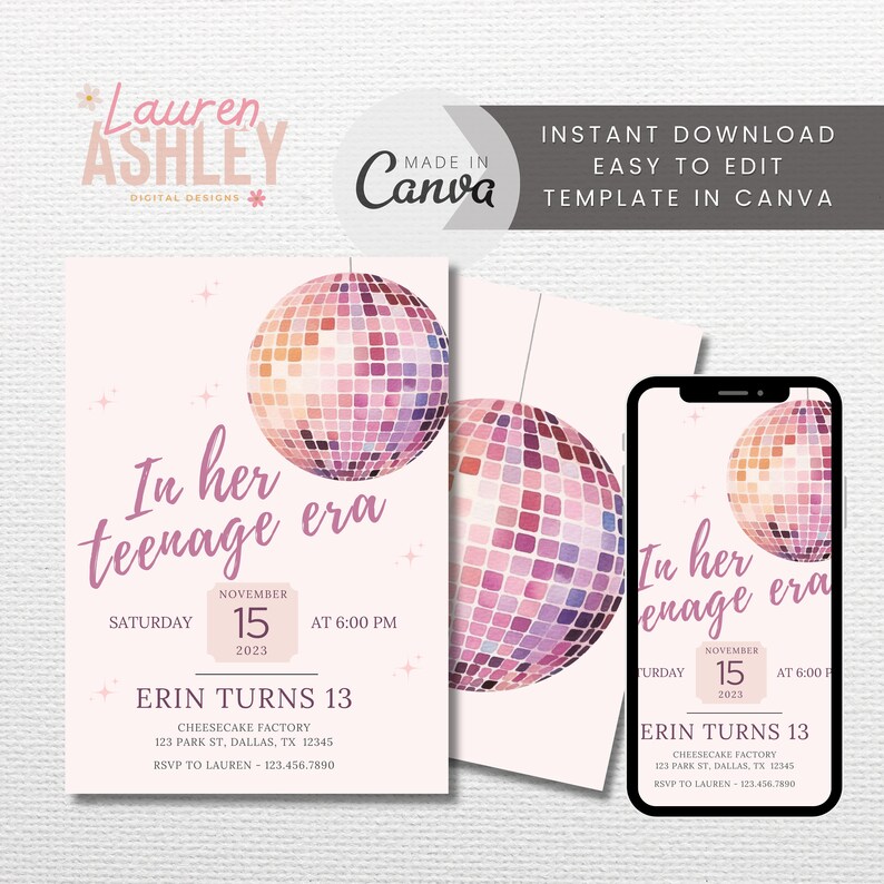 Editable Teenage Era Birthday Invitation, Eras Invitation, Trendy ...