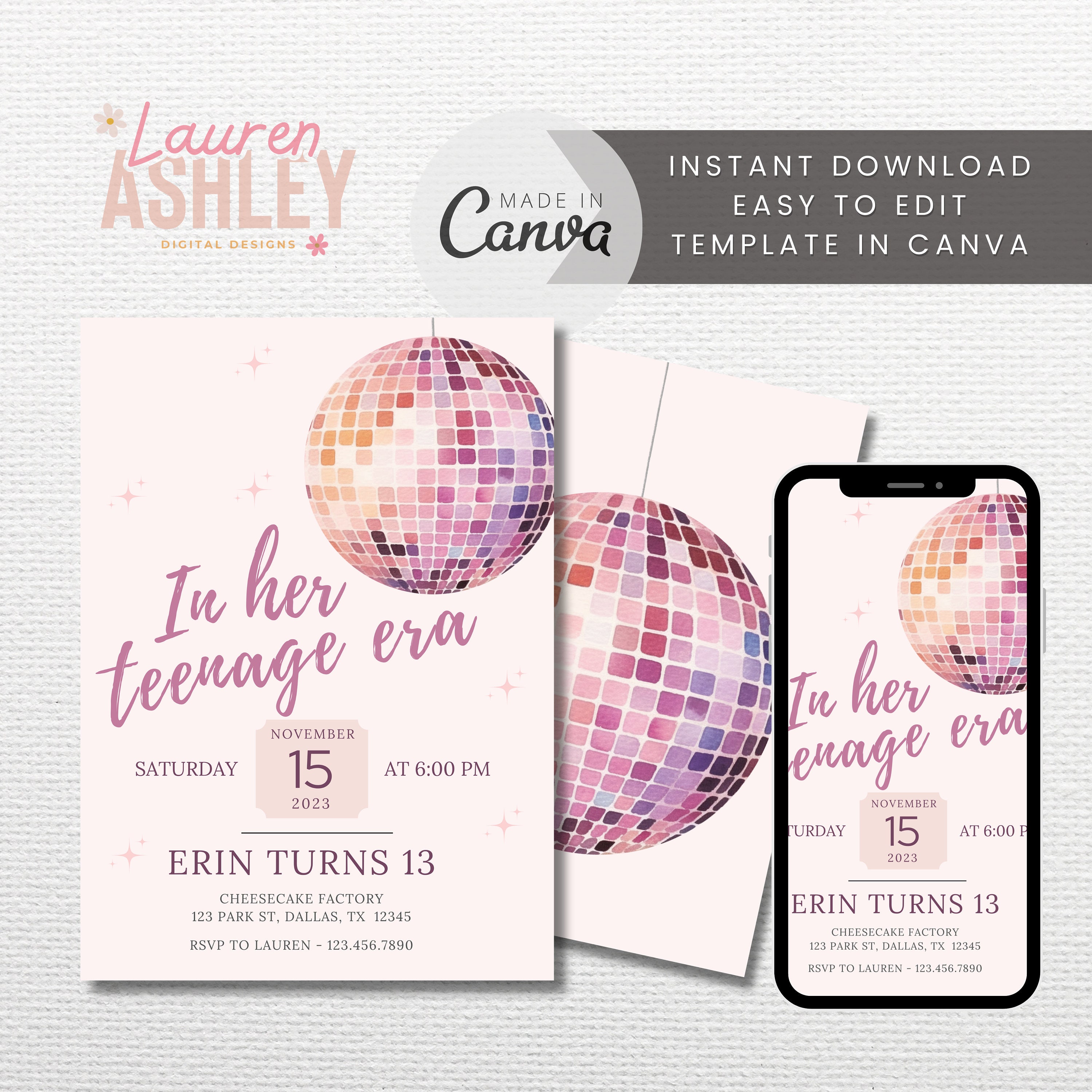 Editable Teenage Era Birthday Invitation, Eras Invitation, Trendy ...