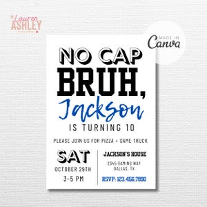 EDITABLE No Cap Bruh Birthday Invitation, Bruh It's My Birthday Invite ...
