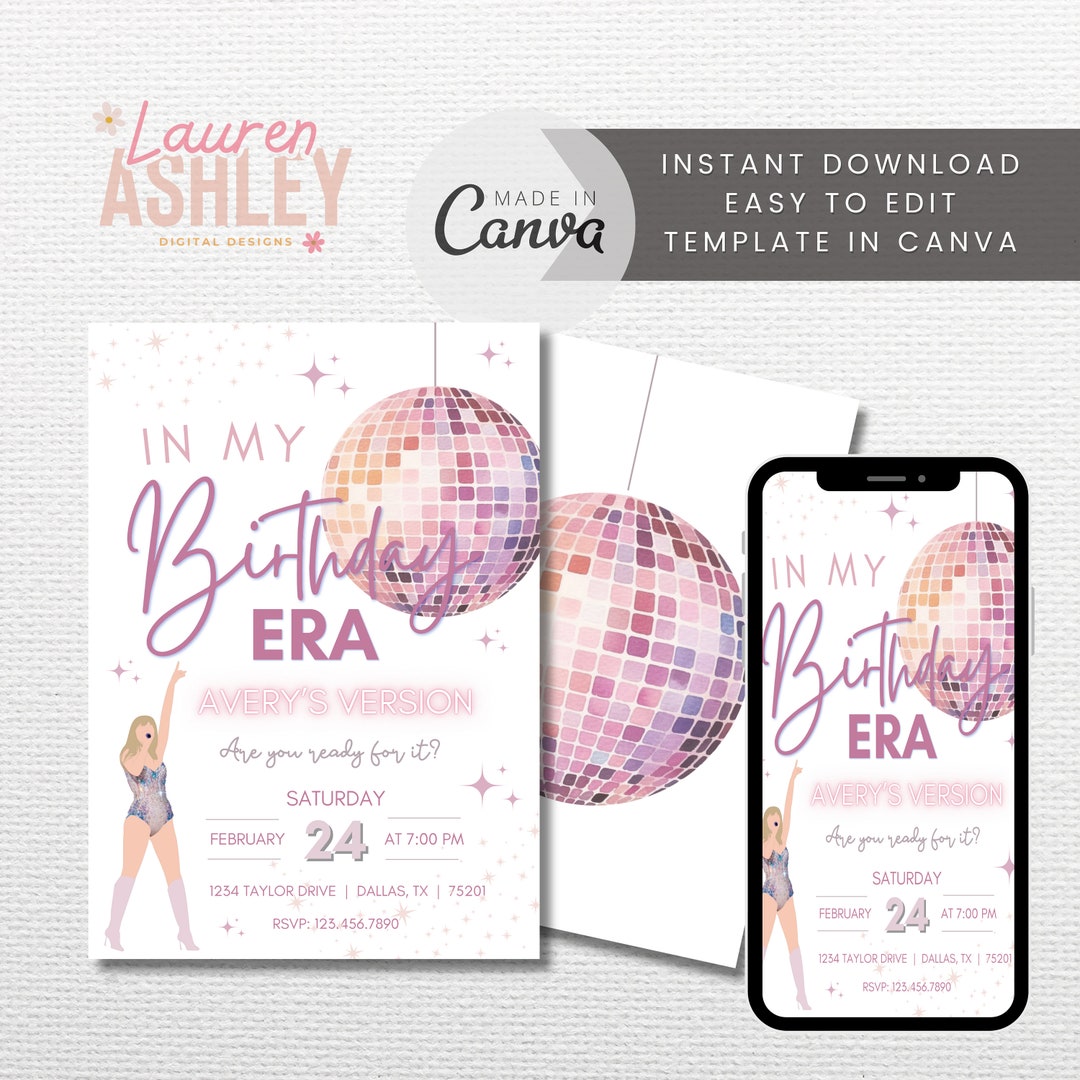 Editable in My Birthday Era Invitation, Eras Invitation, Trendy Invite ...