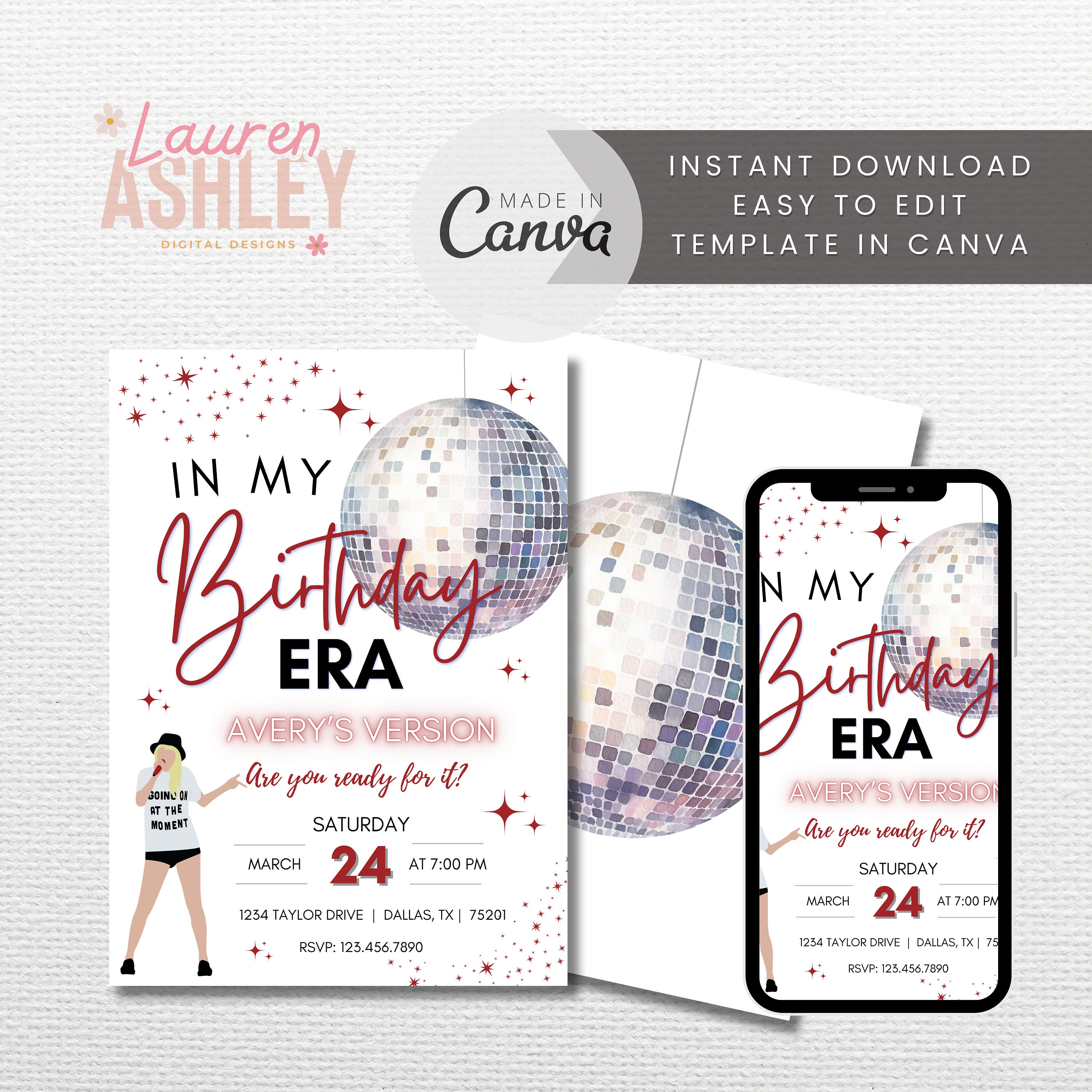 Editable in My Birthday Era Invitation, Eras Invitation, Taylor ...