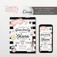 Editable Glamour Tea Party Invitation, Makeover Tea Party Editable ...