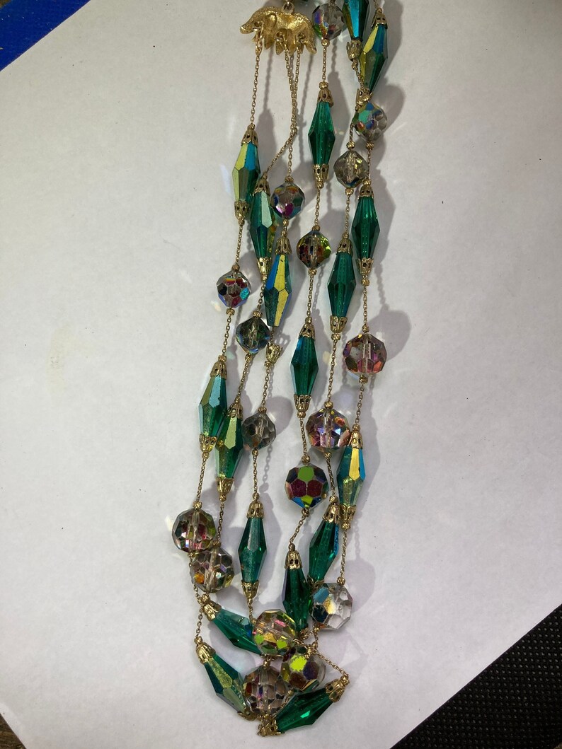 Vintage Triple Strand Coro Vendome Aurora Borealis Glass - Etsy